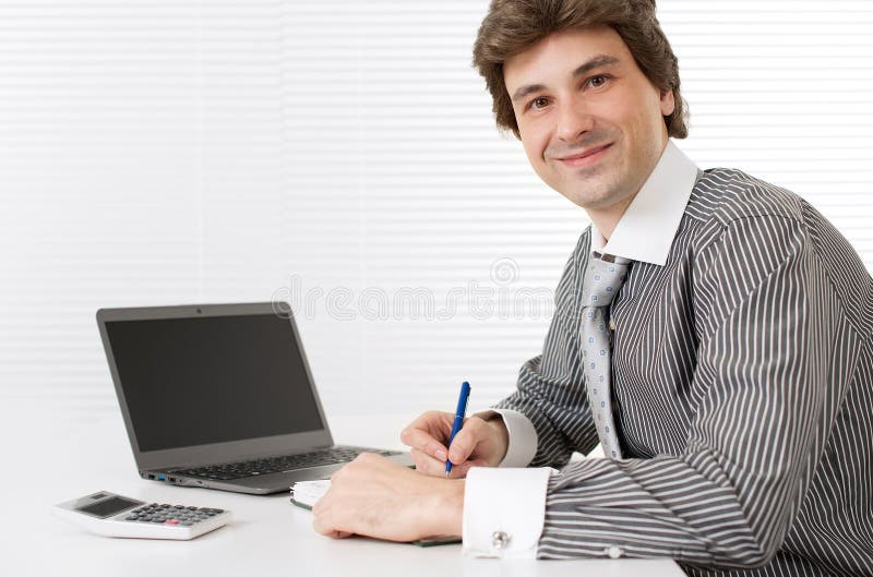 Male Executive Working on Laptop Computer Stock Photo - Image of ...