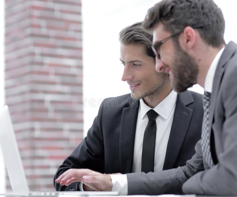 Male Executives in Office, Looking at Computer Stock Image - Image of ...
