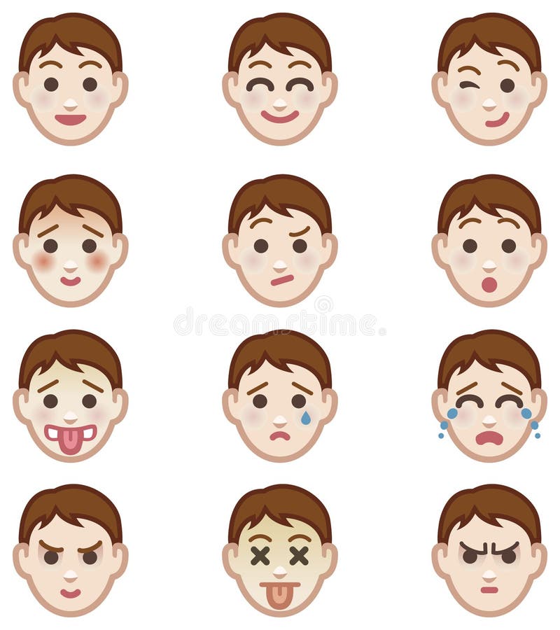 Cute Boy Faces Showing Emotions Stock Illustrations – 89 Cute Boy Faces ...