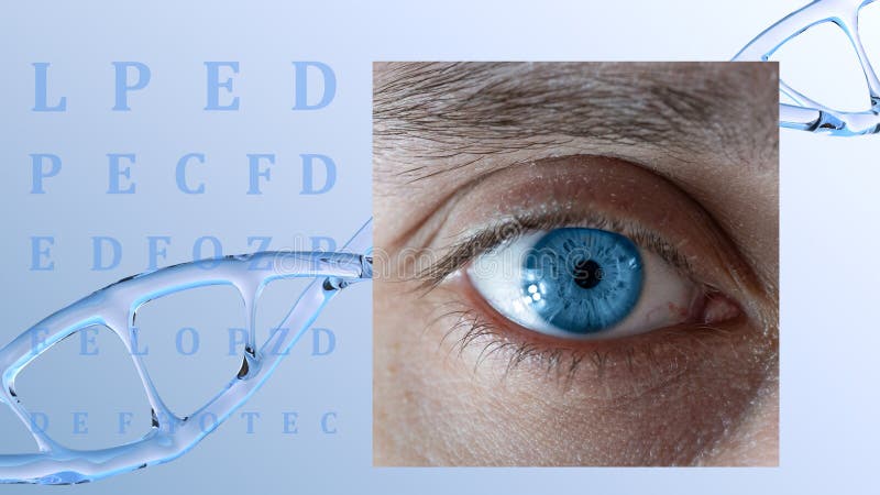 Male Eye Closeup, Chart Test Table with Letters for Eye Examination ...