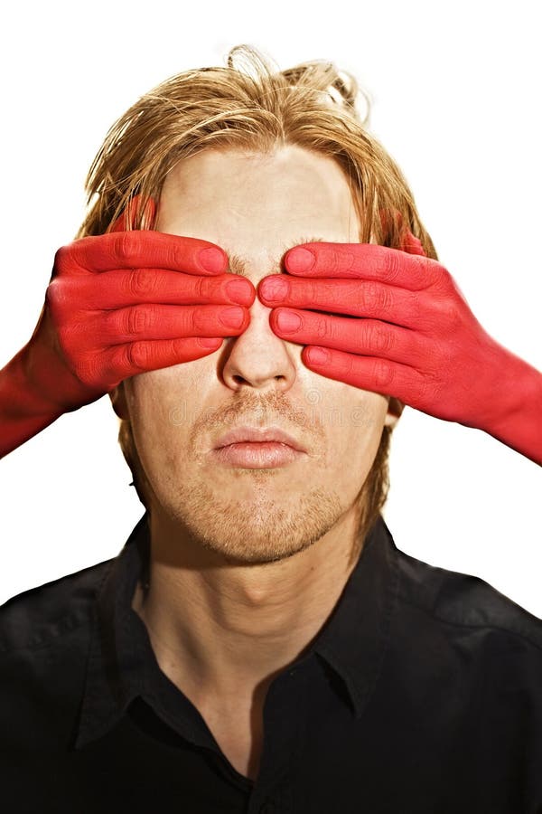Male face with red hands stock image. Image of eyes, faces - 19885563