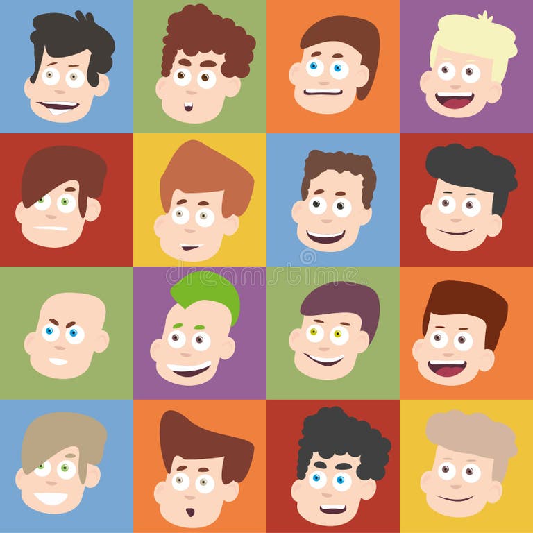 Male faces in flat design. stock vector. Illustration of avatar - 62955626