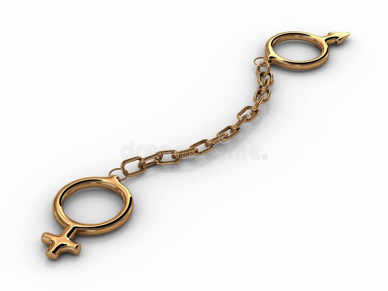Male Female Symbol with a Chain Stock Illustration - Illustration of ...