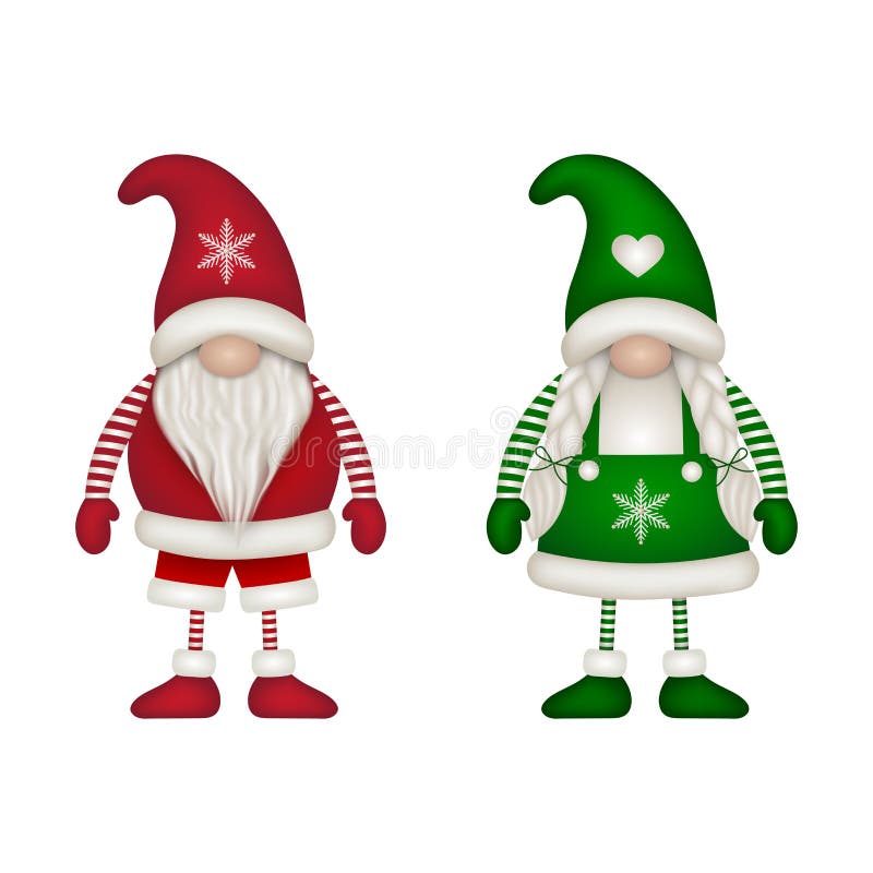 Male and Female Christmas Gnomes Illustration Stock Vector ...