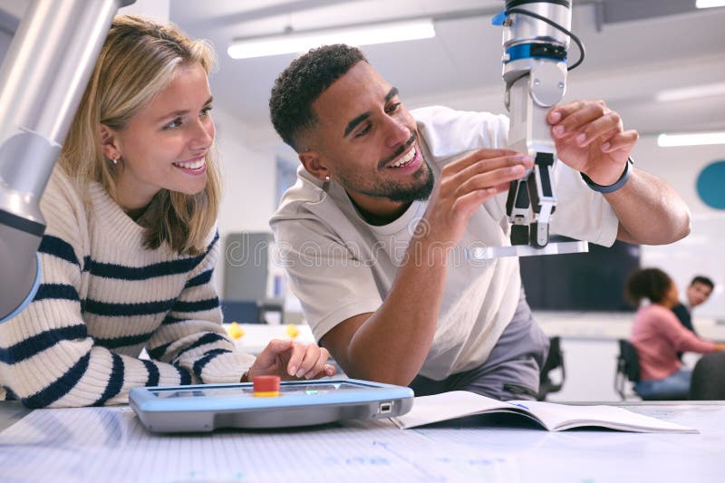 Male and Female College or University Engineering Students in Robotics ...