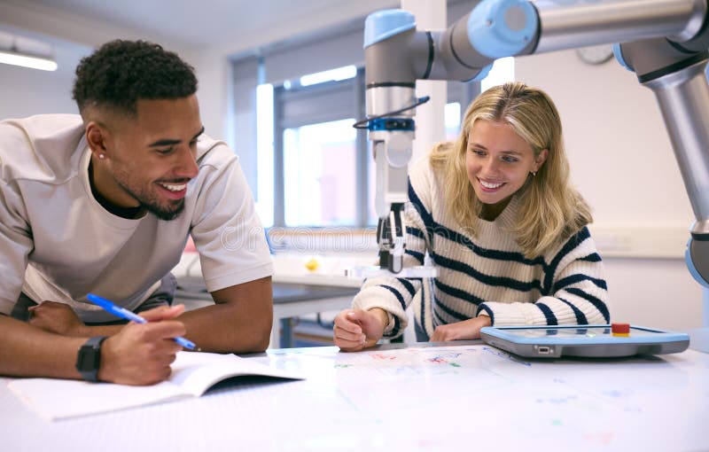 Male and Female College or University Engineering Students in Robotics ...