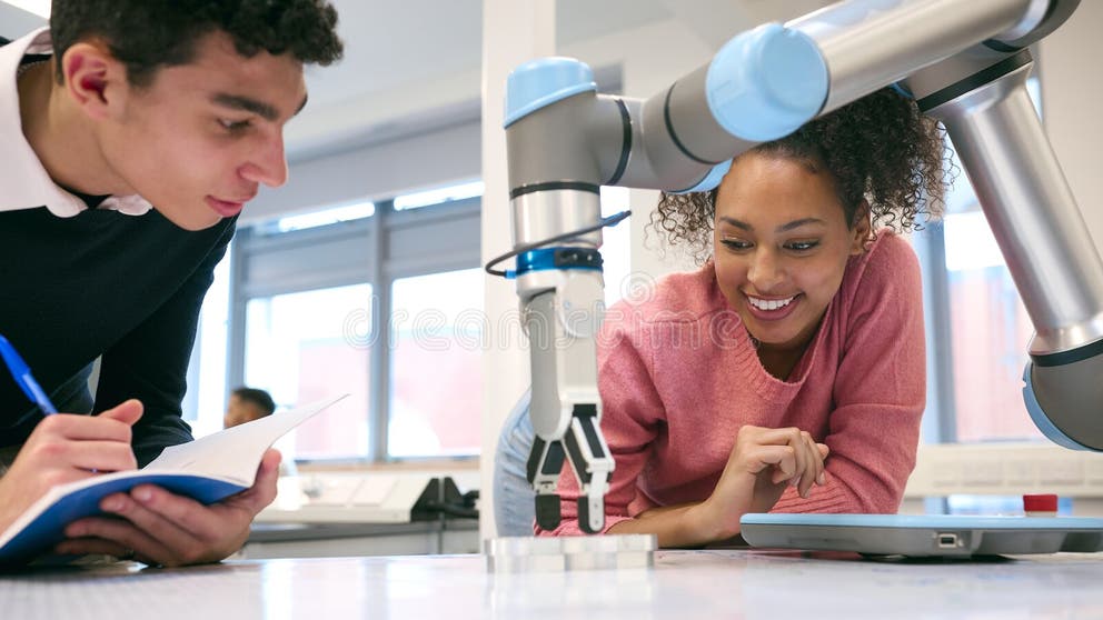 Male and Female College or University Engineering Students in Robotics ...