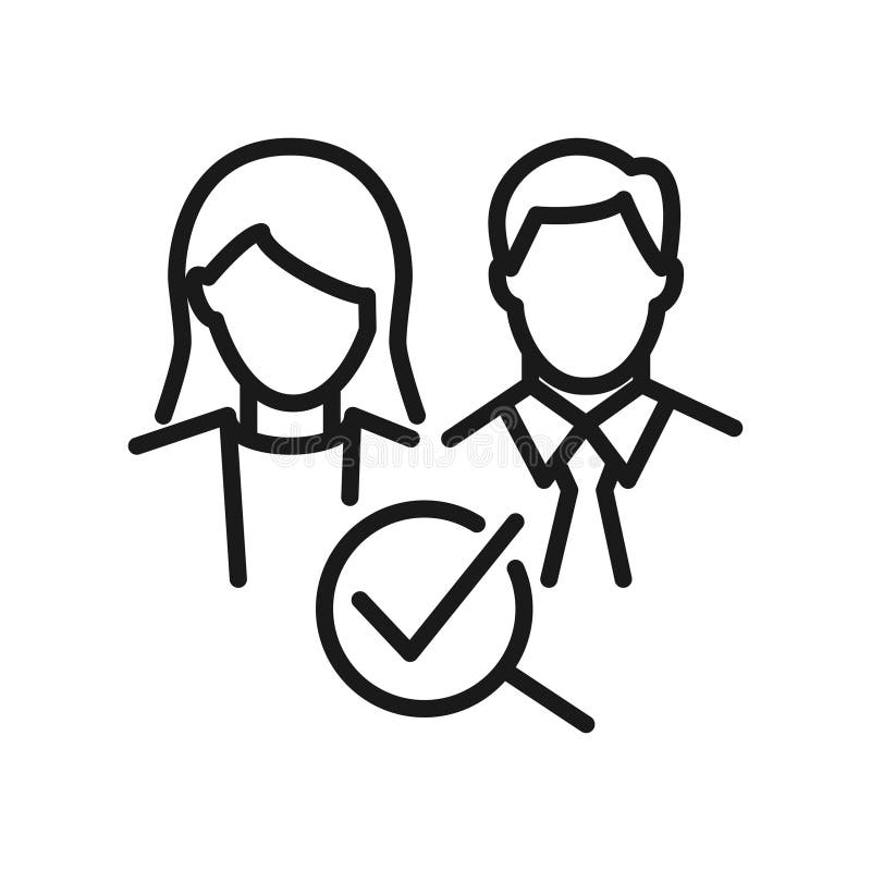 Male and Female Employees with Check Mark Icon Stock Vector ...