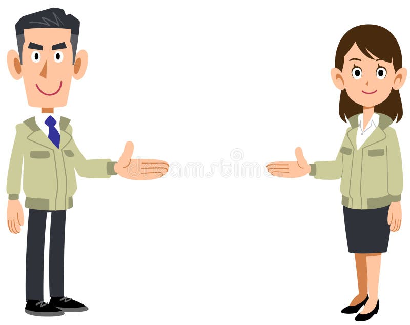 Male and Female Employees Wearing Work Clothes To Introduce Stock ...