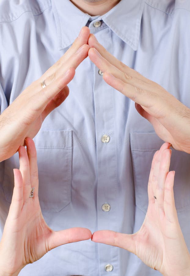 Male an Female Hands Forming a House Shape Stock Photo - Image of roof ...