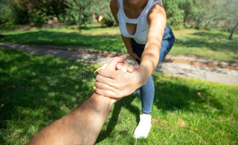 Male and Female Hands Helping Each Other Stock Photo - Image of emotion ...