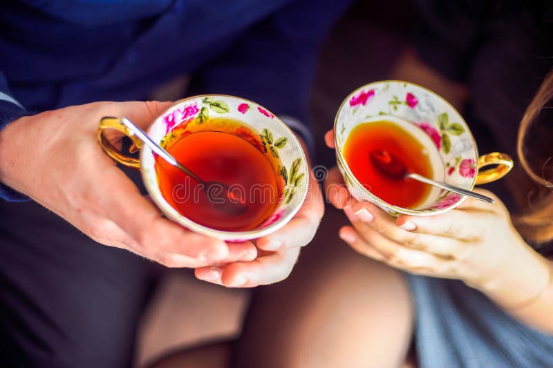 Male and Female Hands with Tea Stock Image - Image of espresso, aroma ...
