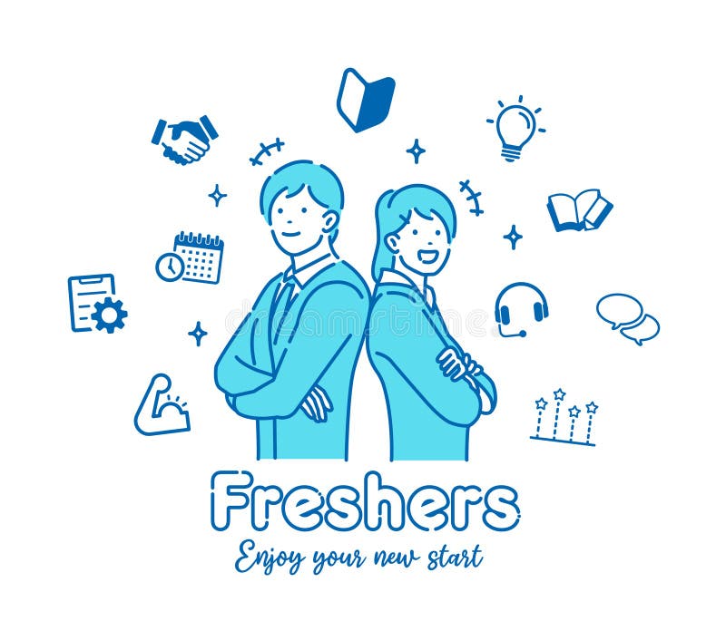 Male and Female New Employees Illustration Stock Vector - Illustration ...