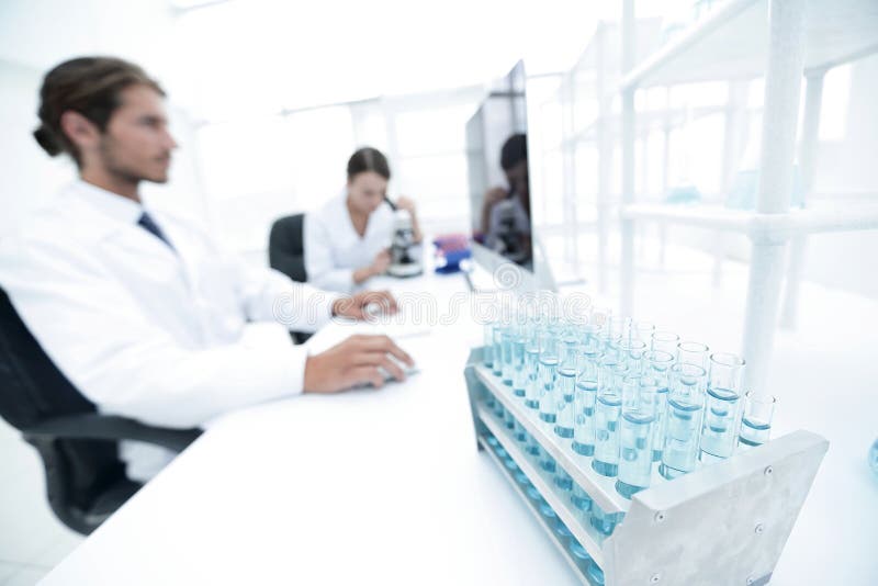 Side View of Scientists Working in Laboratory Stock Image - Image of ...