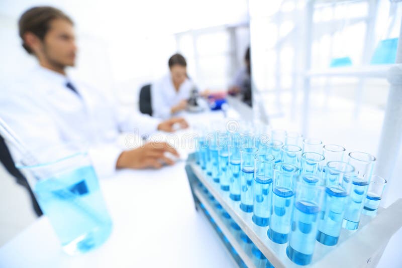 Side View of Scientists Working in Laboratory Stock Image - Image of ...