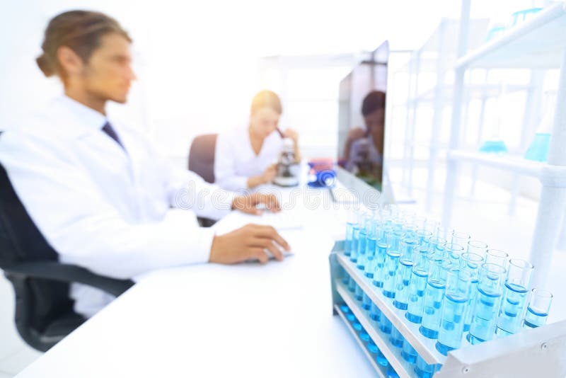Side View of Scientists Working in Laboratory Stock Image - Image of ...
