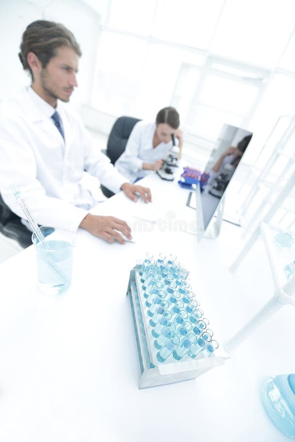 Side View of Scientists Working in Laboratory Stock Photo - Image of ...
