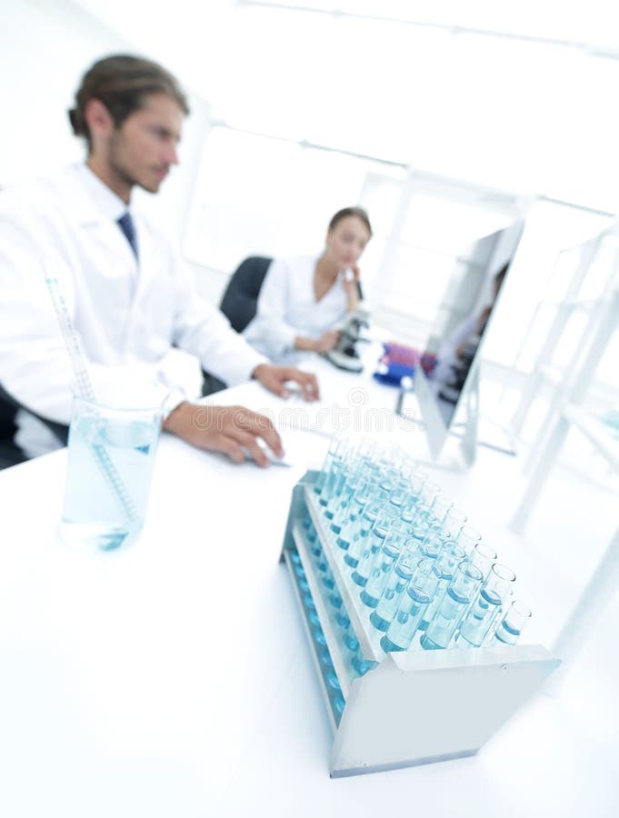 Side View of Scientists Working in Laboratory Stock Image - Image of ...