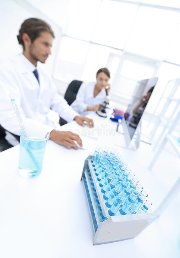 Side View of Scientists Working in Laboratory Stock Image - Image of ...