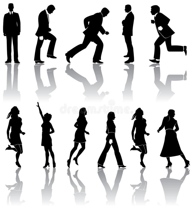 Male and Female Silhouettes Stock Vector - Illustration of work ...
