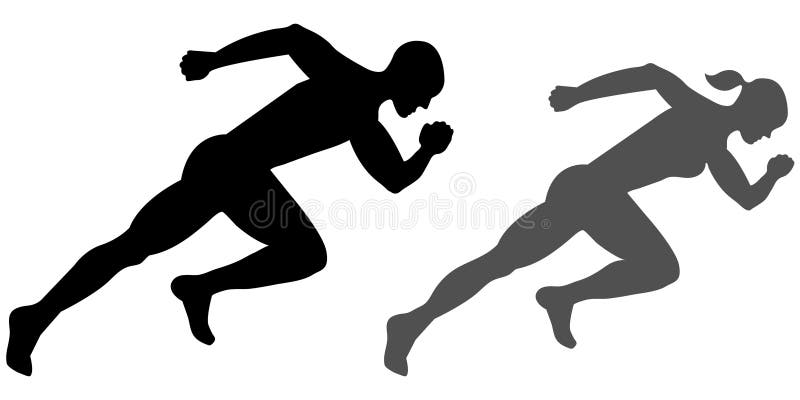 Male and Female Sprinter stock vector. Illustration of silhouette ...