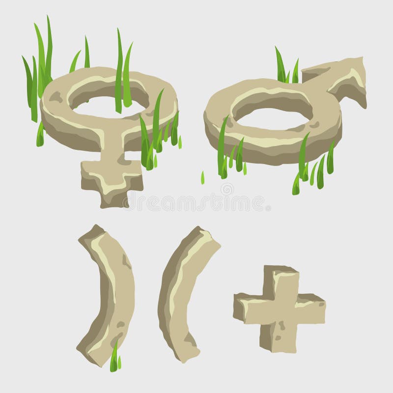 Male and Female Symbol, Plus from the Stone Stock Vector - Illustration ...