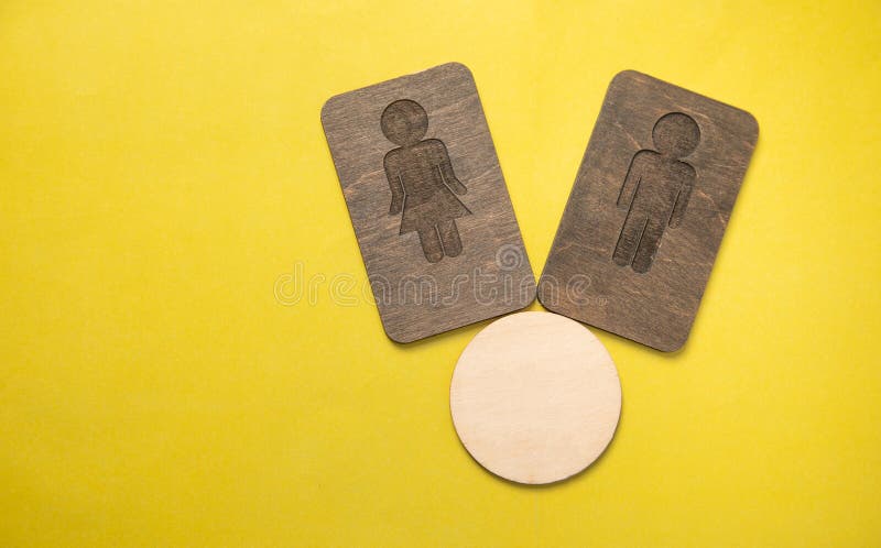 Male and Female Wooden Symbol with a Empty Space Stock Image - Image of ...