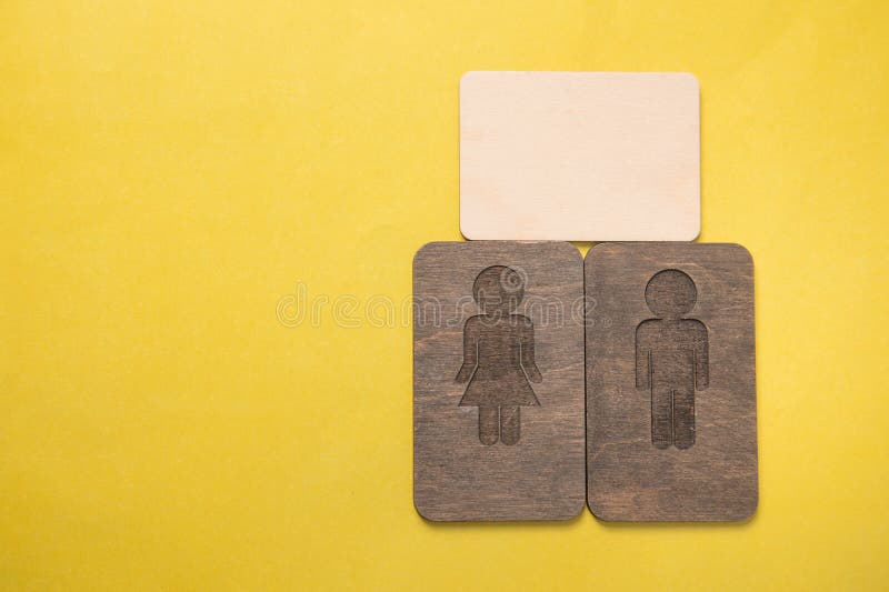Male and Female Wooden Symbol with a Empty Space Stock Illustration ...
