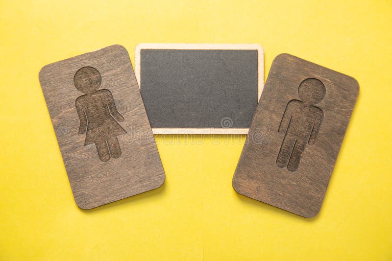 Male and Female Wooden Symbol with a Empty Space Stock Illustration ...
