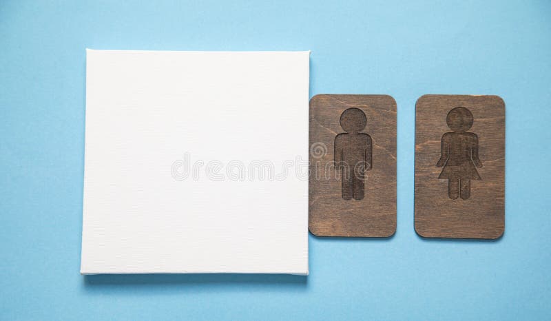 Male and Female Wooden Symbol with a Empty Space Stock Photo - Image of ...