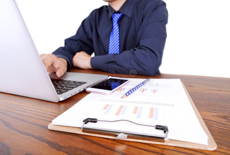 A Male Financial Investor is Working Stock Photo - Image of laptops ...