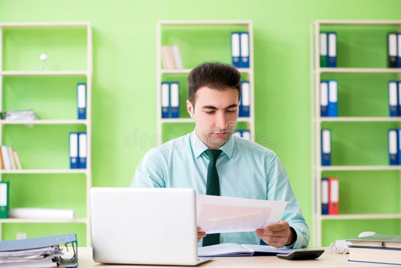 The Male Financial Manager Working in the Office Stock Image - Image of ...