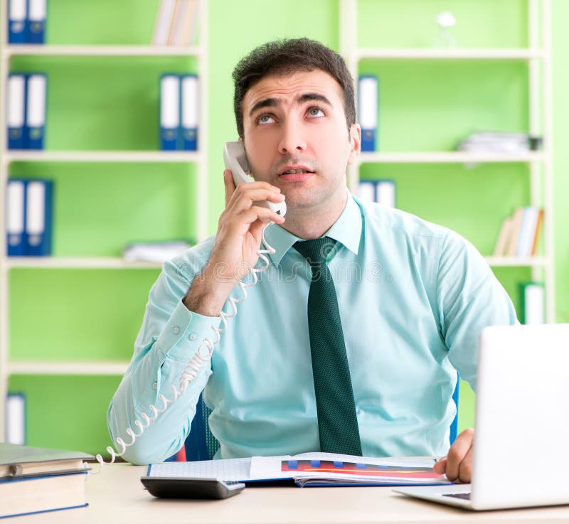Male Financial Manager Working in the Office Stock Photo - Image of ...