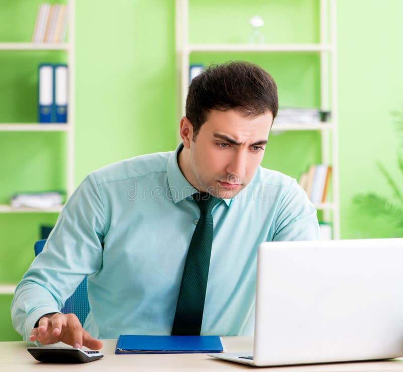 Male Financial Manager Working in the Office Stock Image - Image of ...