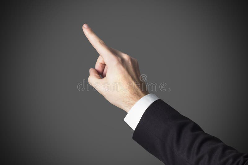 Male finger pointing up stock photo. Image of suite, manager - 40610746
