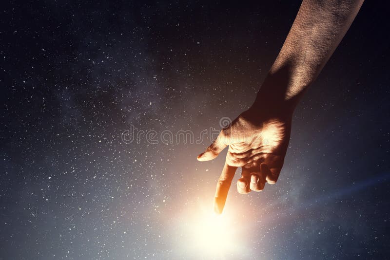 Male Finger Touching a Beam. Mixed Media Stock Image - Image of ...