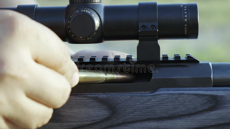 Male Fingers Load the Cartridge Rifle One by One Stock Photo - Image of ...