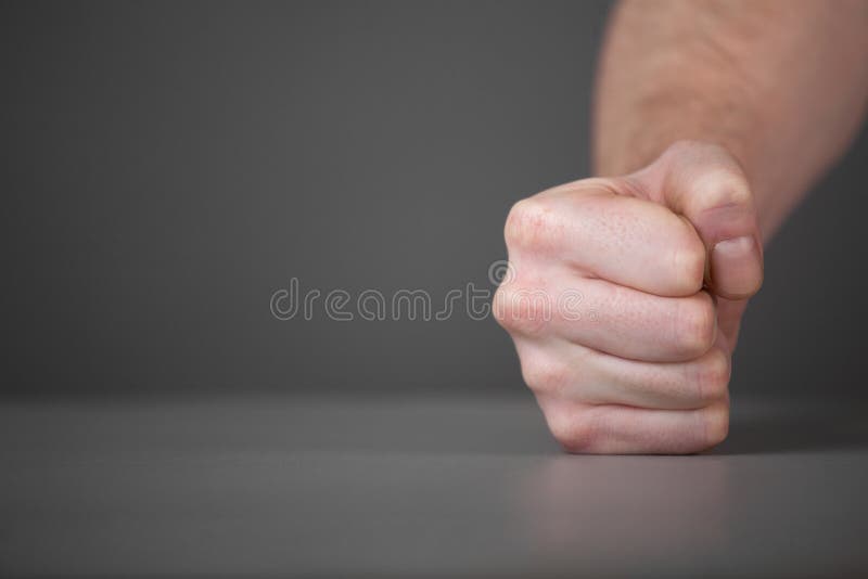 Violently Slams His Fist on the Table Stock Image - Image of aggressive ...