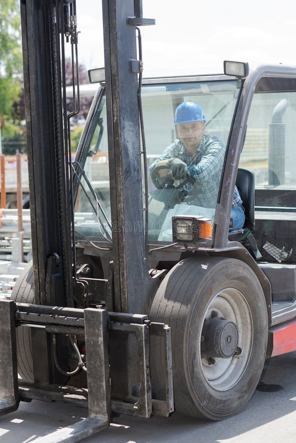 Male Forklift Driver at Work Stock Image - Image of maneuver, transfer ...