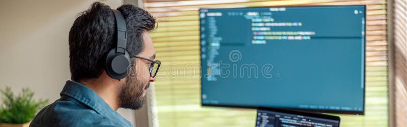 Male Freelancer Making New Project As Web Designer or Programmer on His ...