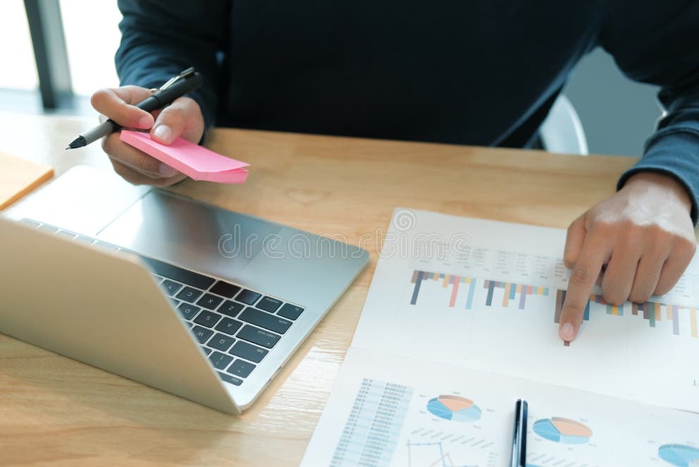 Male Freelancer Working with Document. Startup Man Analyzing Financial ...