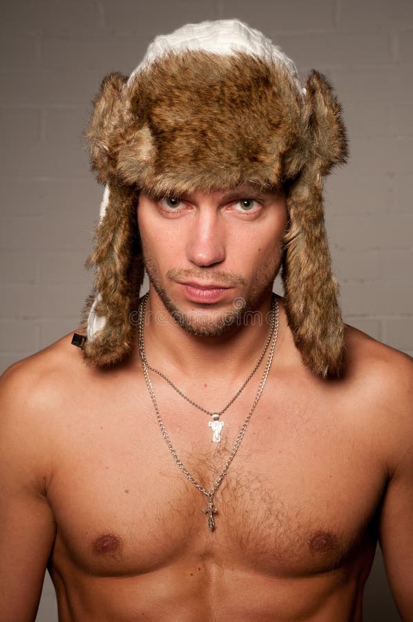 Male in fur hat stock image. Image of attractive, cute - 17425537