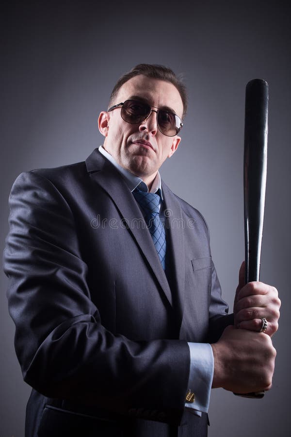 Gangster with baseball bat stock image. Image of caucasian - 57724547