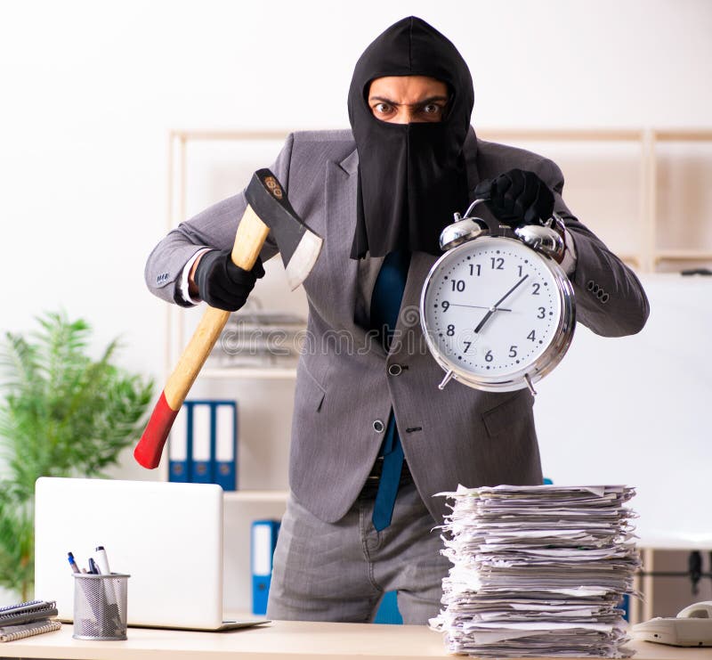 Male Gangster Stealing Information from the Office Stock Image - Image ...