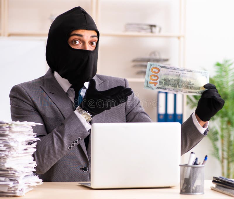 Male Gangster Stealing Information from the Office Stock Image - Image ...