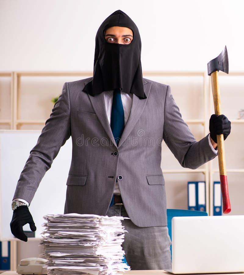 Male Gangster Stealing Information from the Office Stock Image - Image ...