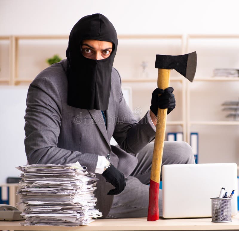 Male Gangster Stealing Information from the Office Stock Photo - Image ...