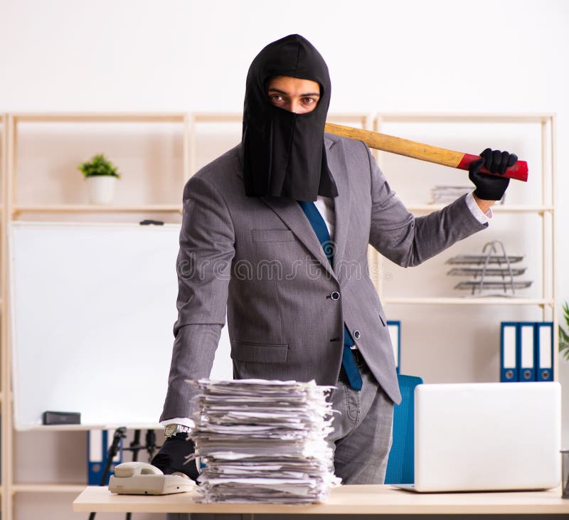 Male Gangster Stealing Information from the Office Stock Photo - Image ...