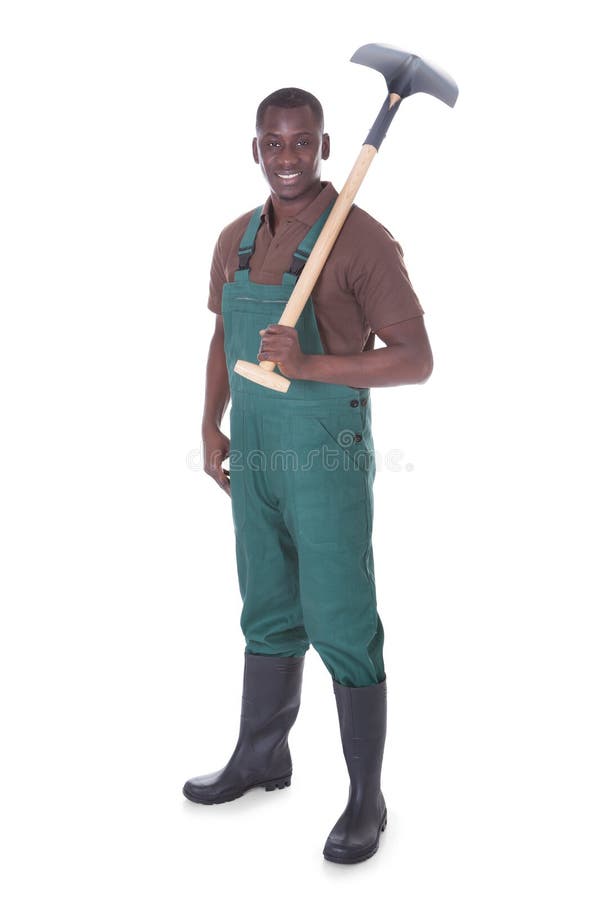 Male gardener with shovel stock image. Image of hold - 53436021