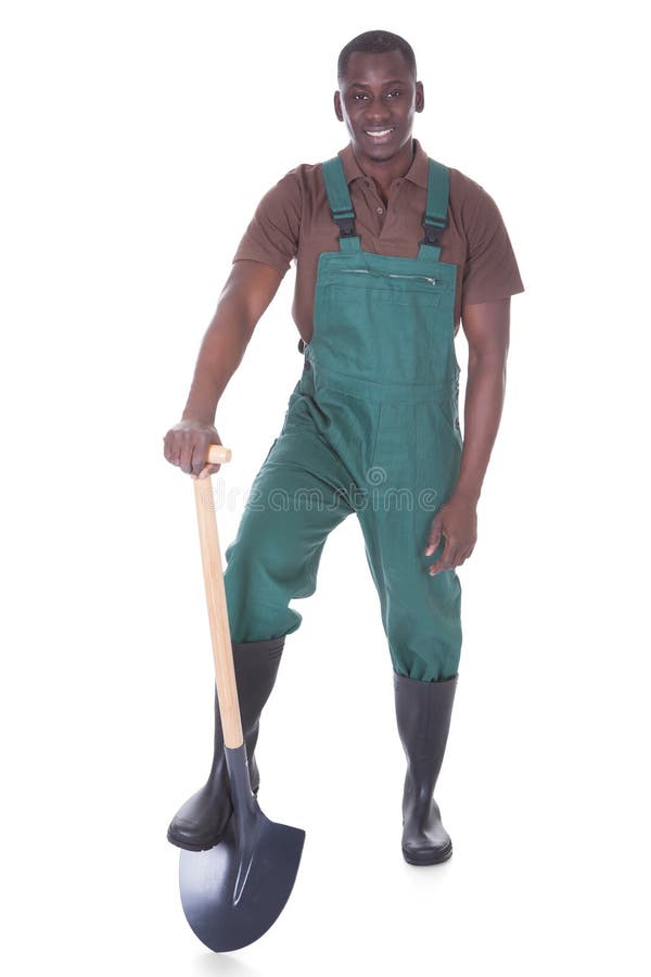 Male Gardener with Shovel stock image. Image of isolated - 55847115